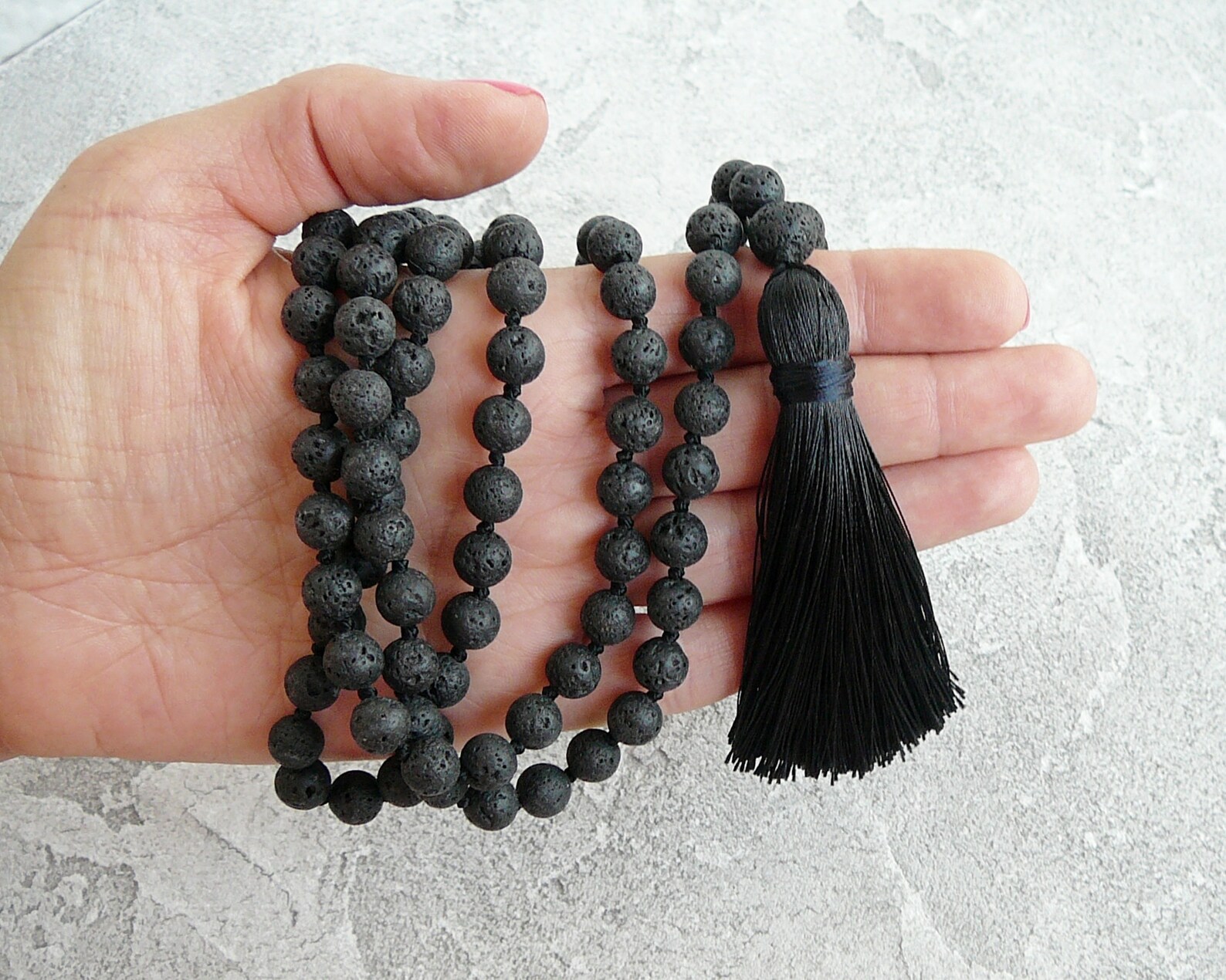 Lava Mala Necklace Black Lava 108 Mala Necklace for Man Women | Etsy