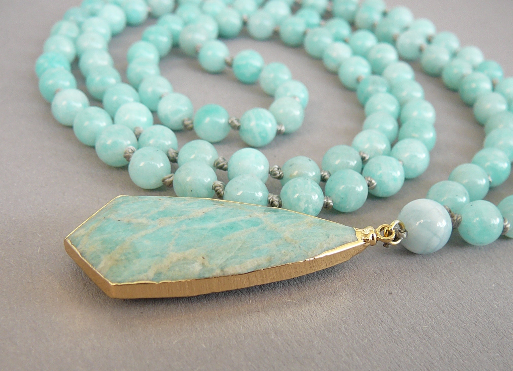 Amazonite Necklace for Women 108 Bead Mala Necklace for Her | Etsy