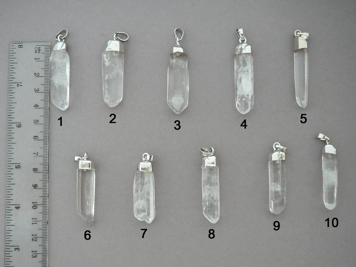 Clear Quartz Silver Necklace Raw Crystal Point Necklaces | Etsy