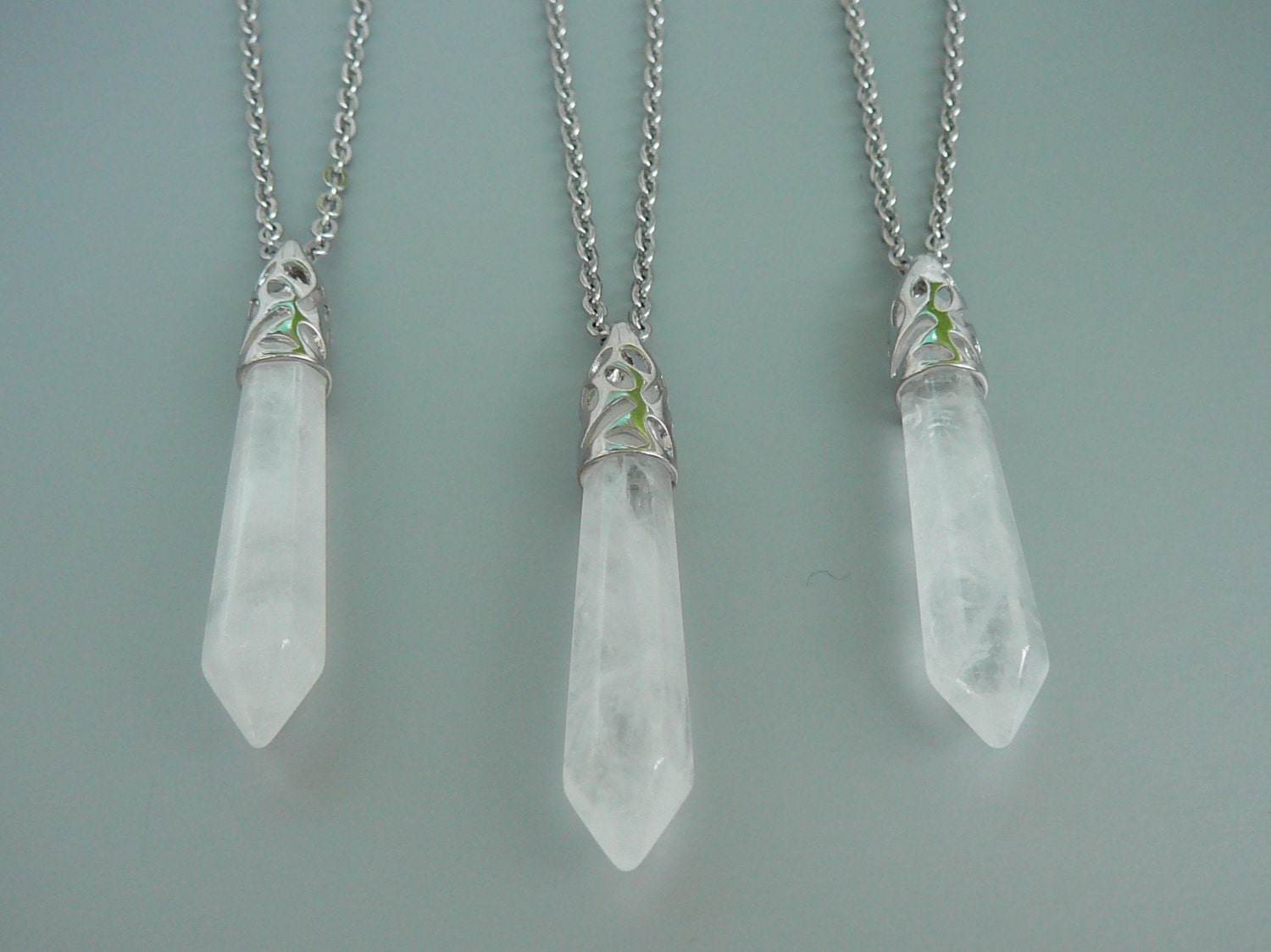 Natural Quartz Crystal Necklace Clear Quartz Pendants Long - Etsy
