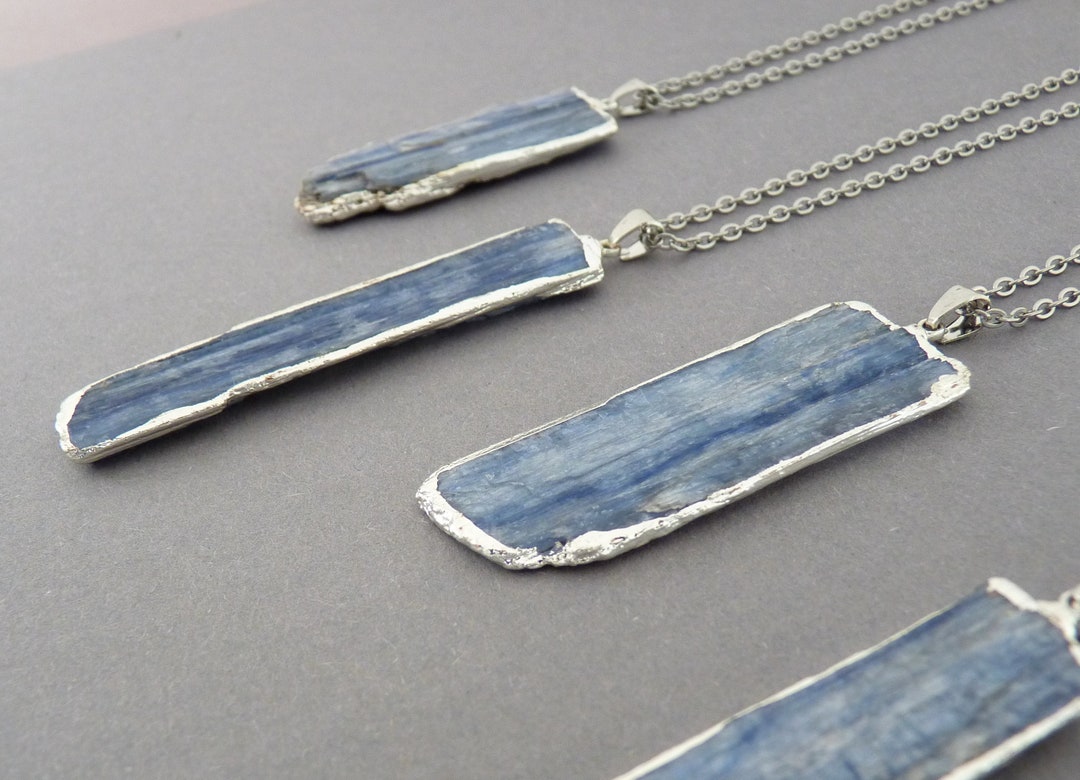 Kyanite Silver Necklace, Blue Layering Necklace, Cyanite Healing ...
