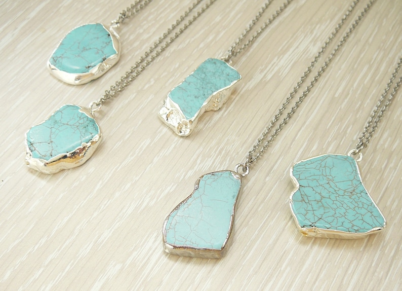 Turquoise Necklace Turquoise Pendant Long Necklace for | Etsy