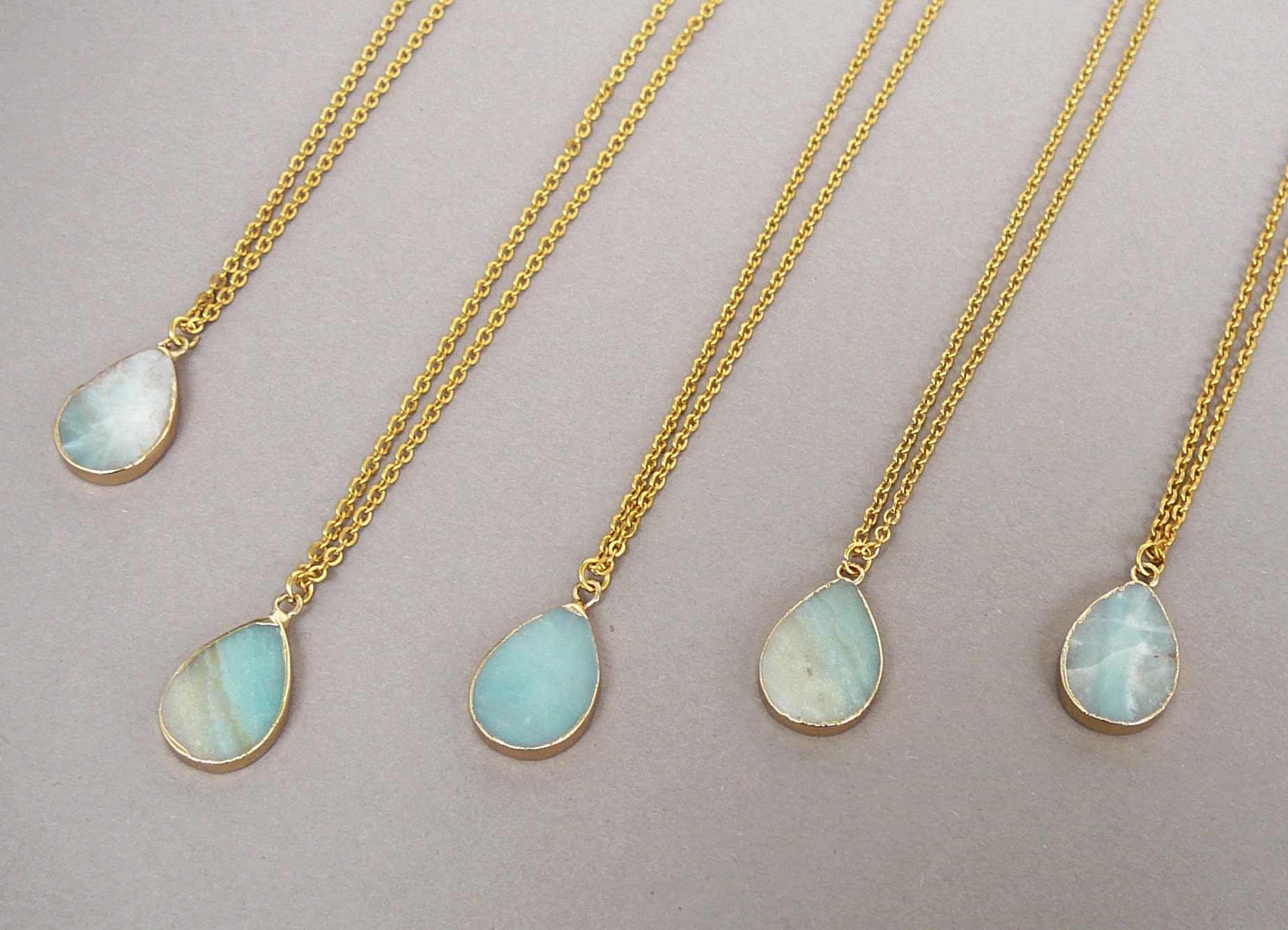 Amazonite Necklace Drop Amazonite Crystal Point Pendants for | Etsy