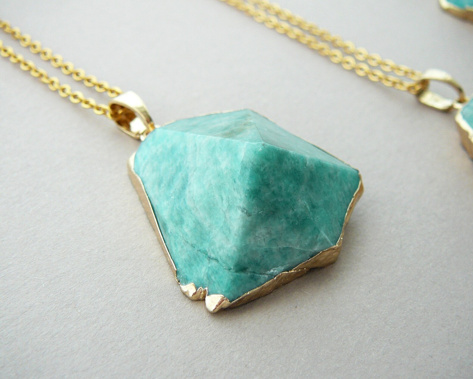 Raw Amazonite Necklace Big Amazonite Pendants Mint Green | Etsy