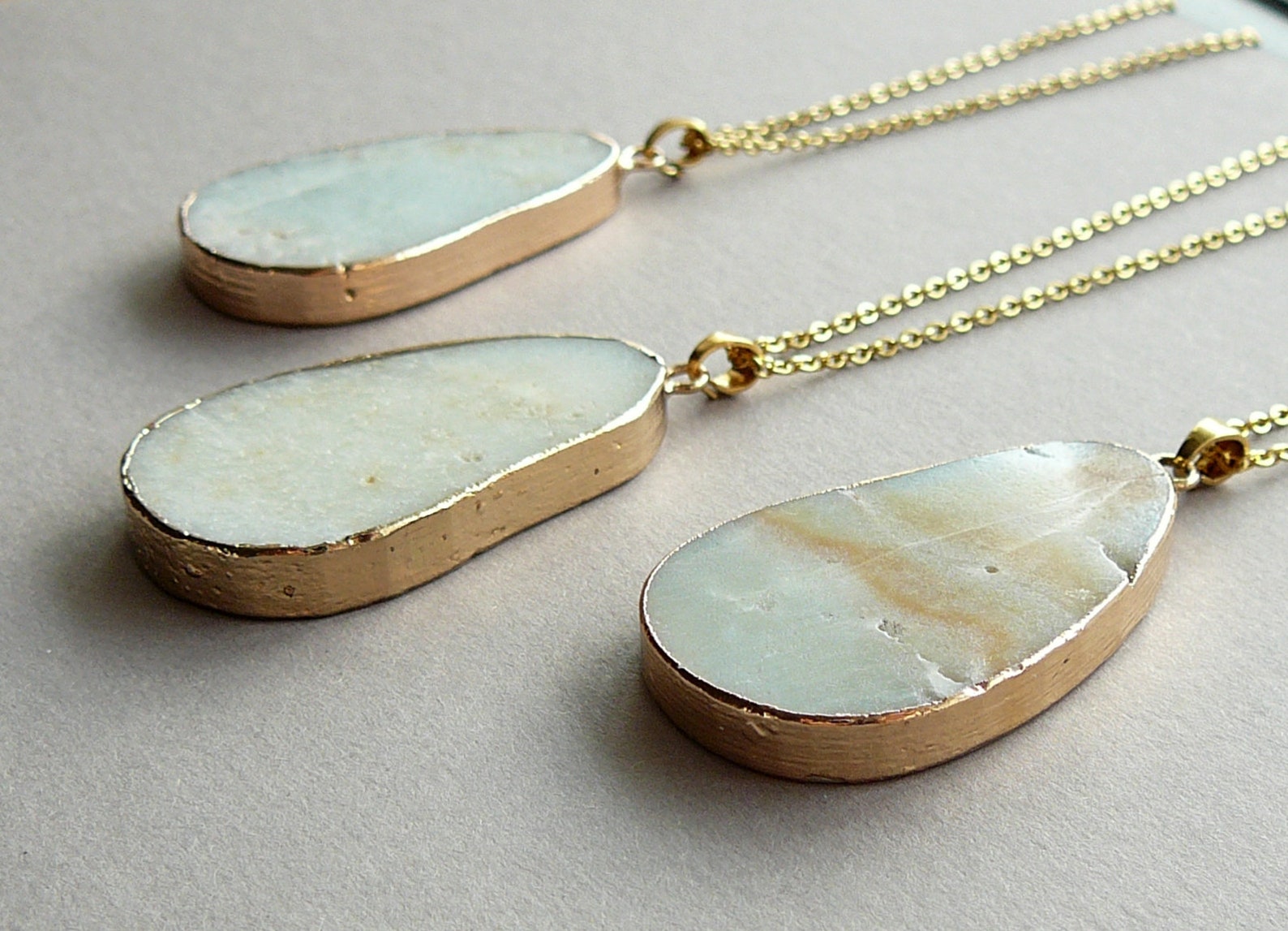 Amazonite Big Pendant Amazonite Gold Necklace Gift for Women - Etsy
