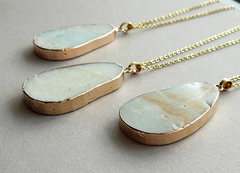 Amazonite Big Pendant Amazonite Gold Necklace Gift for Women - Etsy