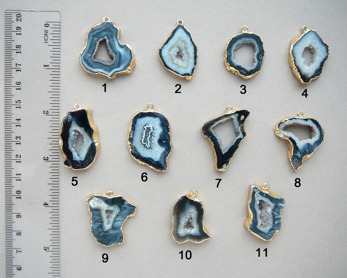 Black Agate Slice Necklaces Big Agate Slice Pendant for Women | Etsy