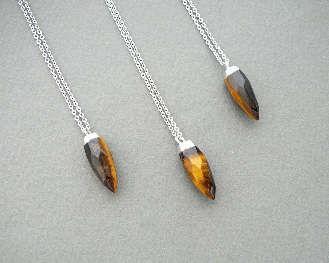 Tiger Eye Pendant Necklace Mens Tigers Eye Crystal Point Necklace ...