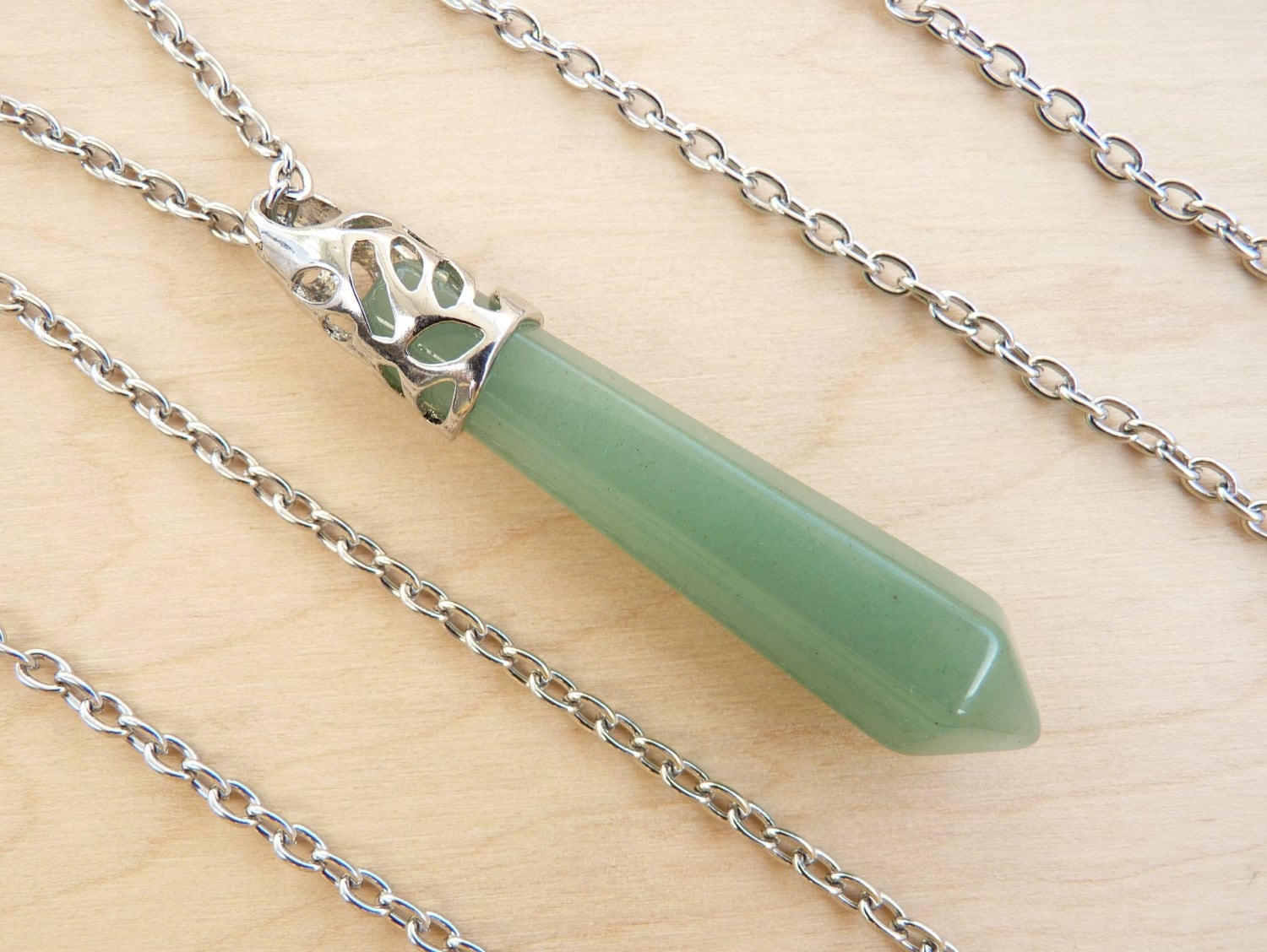 Green Aventurine Necklace Natural Aventurine Pendant Long - Etsy