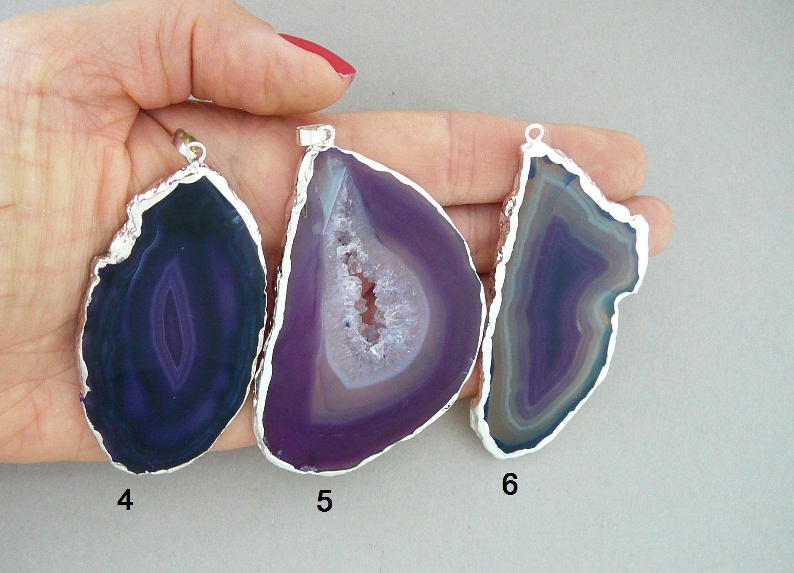Purple Agate Slice Necklace for Women Gift Violet Agate - Etsy