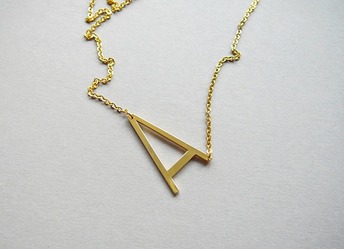 Big Initial Necklace, Gold Plated Initial Necklace for Women, Large ...
