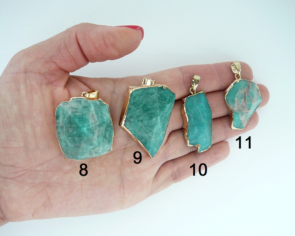 Raw Amazonite Necklace Big Amazonite Pendants Mint Green | Etsy