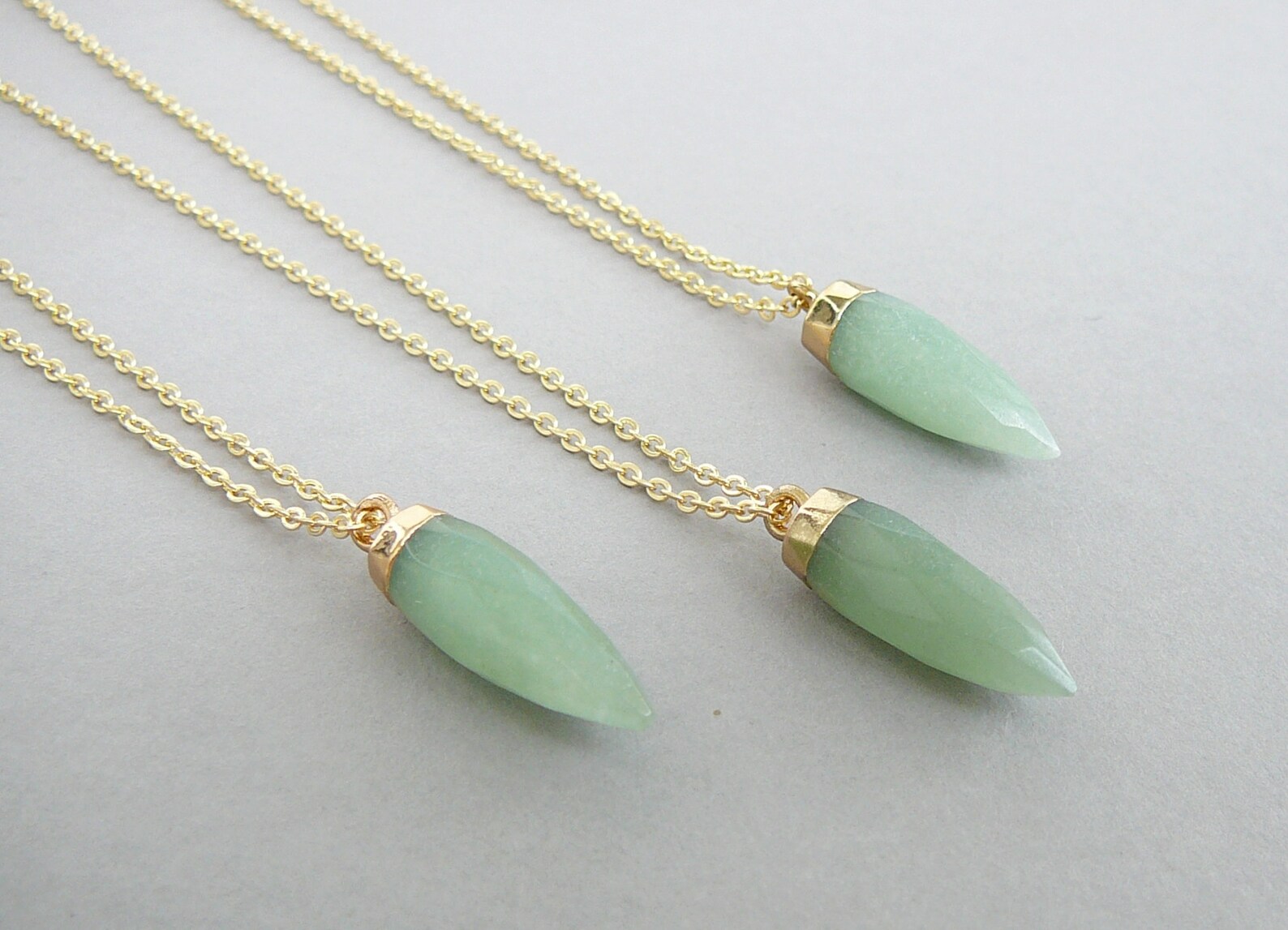 Aventurine Necklace Green Gemstone Necklace Gold Small Green ...