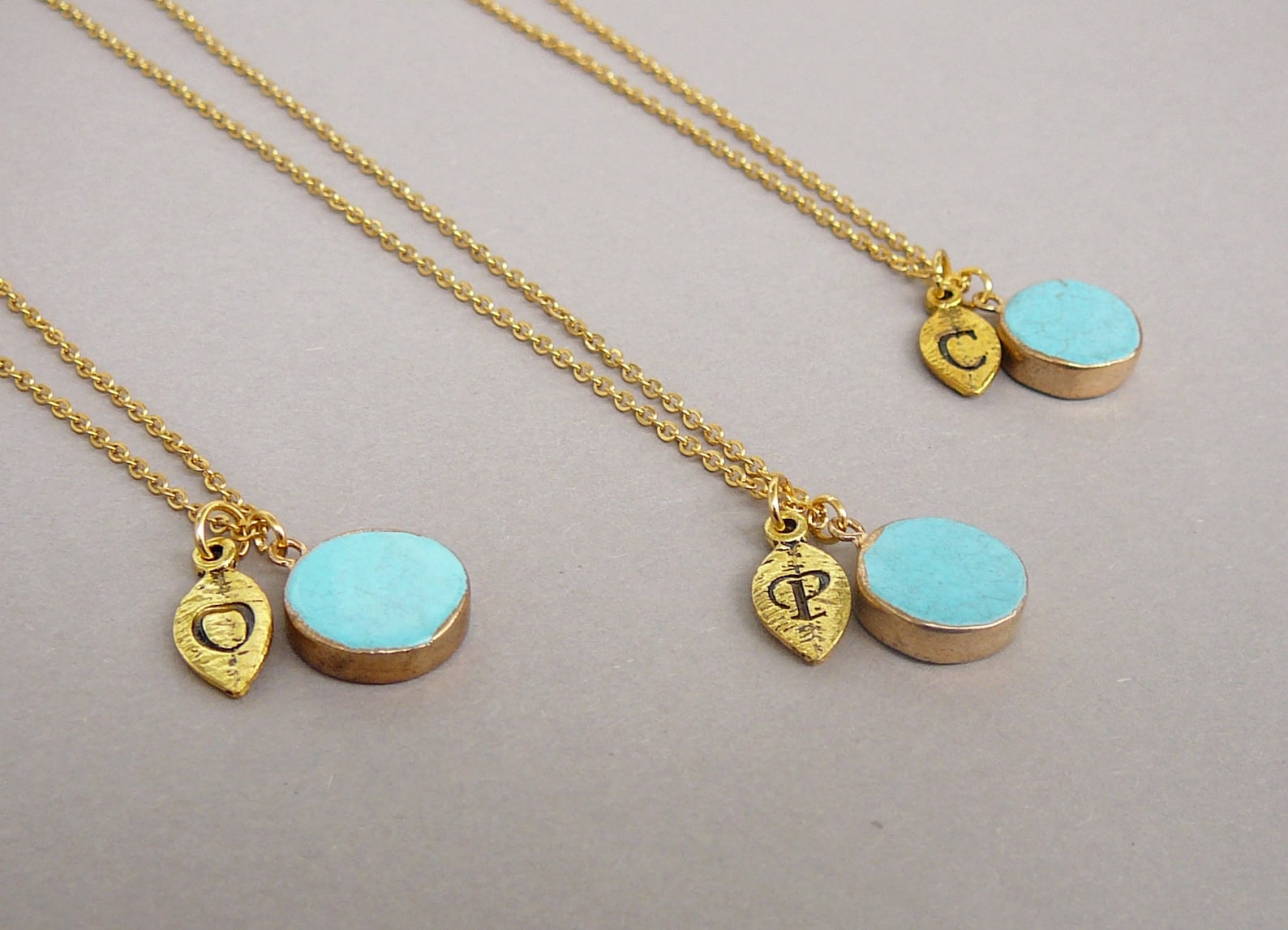 Turquoise Necklace for Women Initial Necklace Letter Pendant Necklaces ...