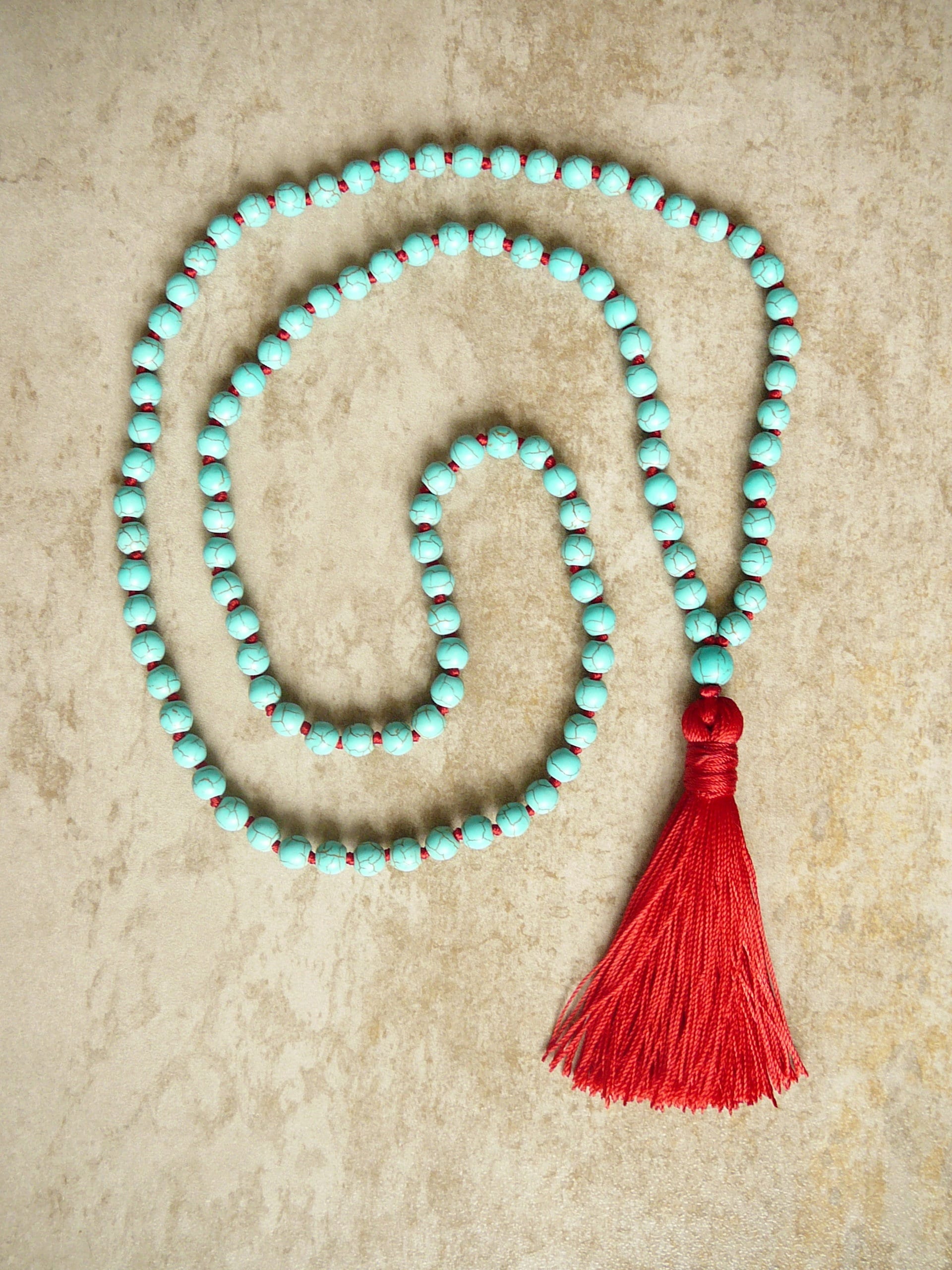 Turquoise Mala Necklace Turquoise Howlite 108 Mala Beads | Etsy