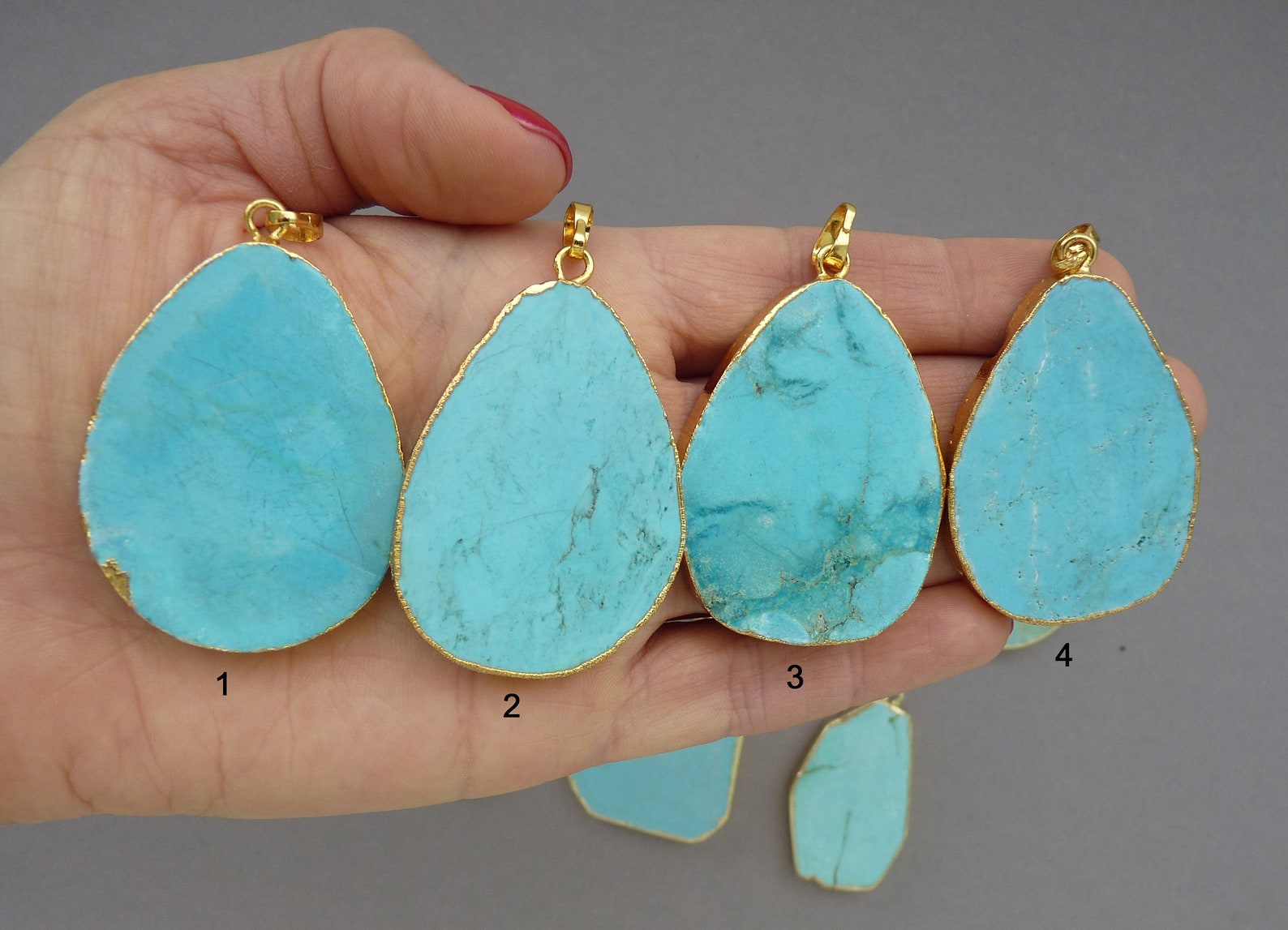 Turquoise Necklace for Women Blue Big Turquoise Pendant - Etsy