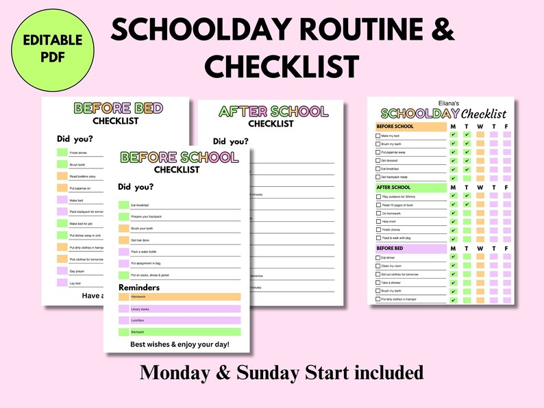 Editable Printable Kids Chore Chart Fillable A4 PDF Checklist Daily ...