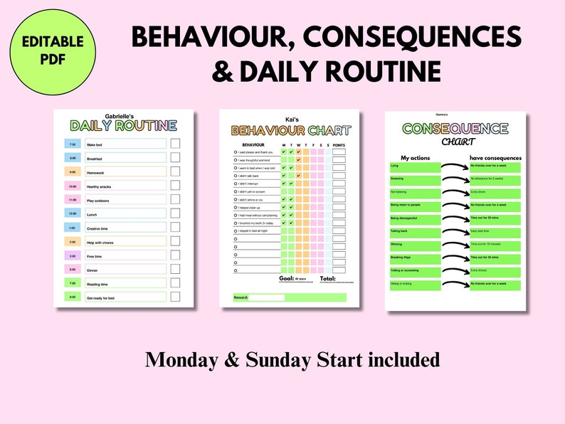 Editable Printable Kids Chore Chart Fillable A4 PDF Checklist Daily ...