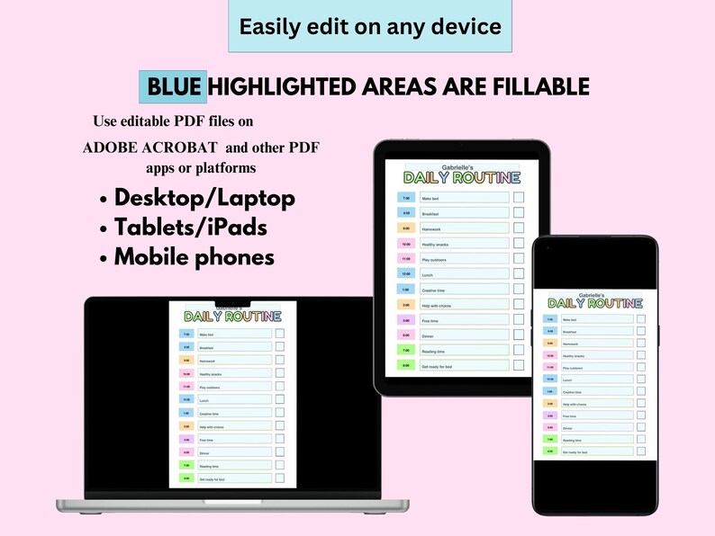 Editable Printable Kids Chore Chart Fillable A4 PDF Checklist Daily ...