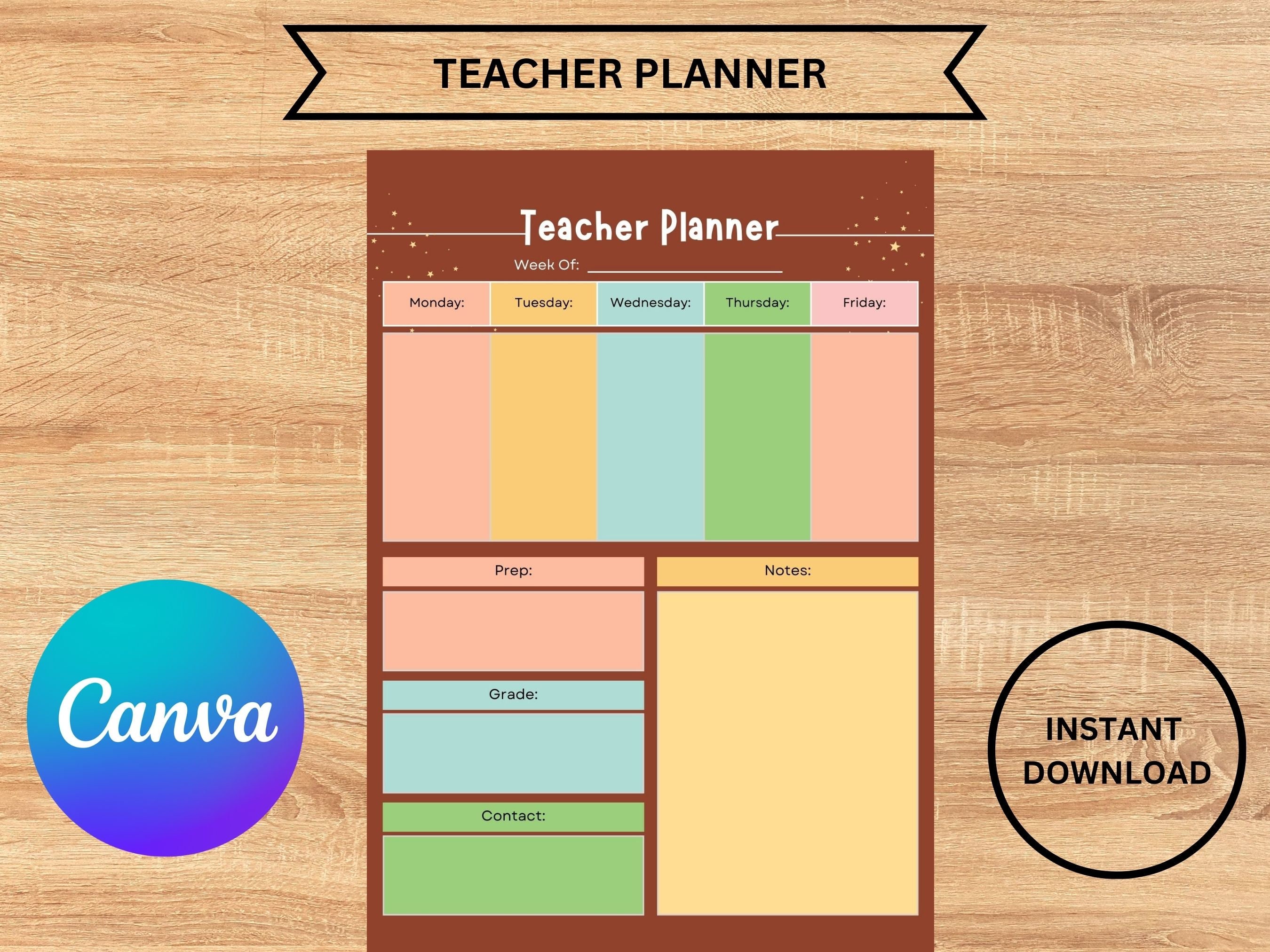Teacher Digital Planner Printable Canva Planner Lesson - Etsy