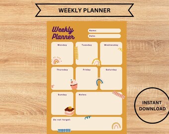 Weekly Planner Printable to Do List, Minimal Weekly Schedule, Weekly ...
