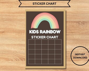 Boho Rainbow Reward Chart, Printable Sticker Chart, Toddler Reward ...