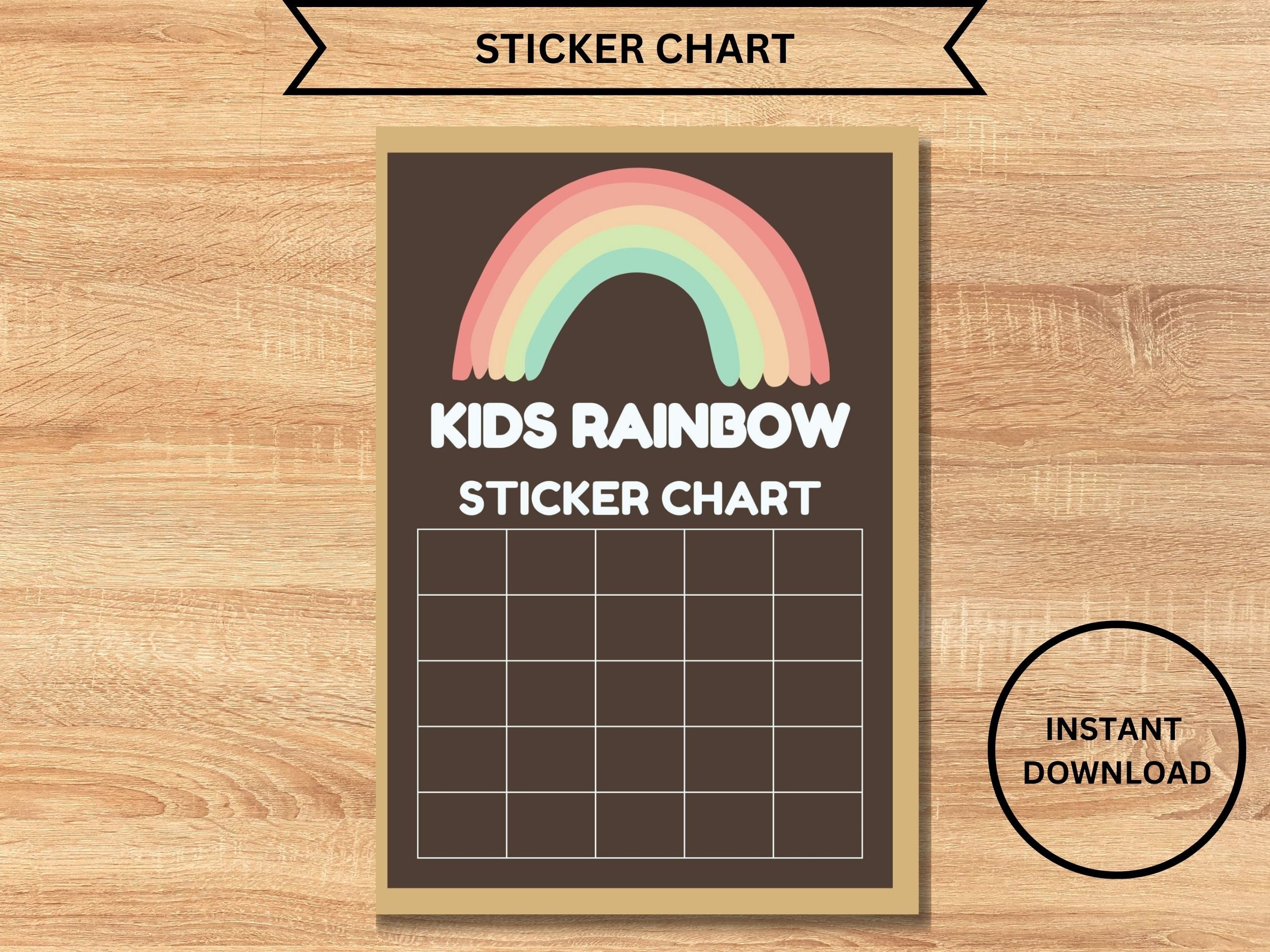 Boho Rainbow Reward Chart, Printable Sticker Chart, Toddler Reward ...