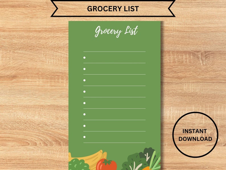 Grocery List Printable Template, Grocery Planner, Food Shopping List ...