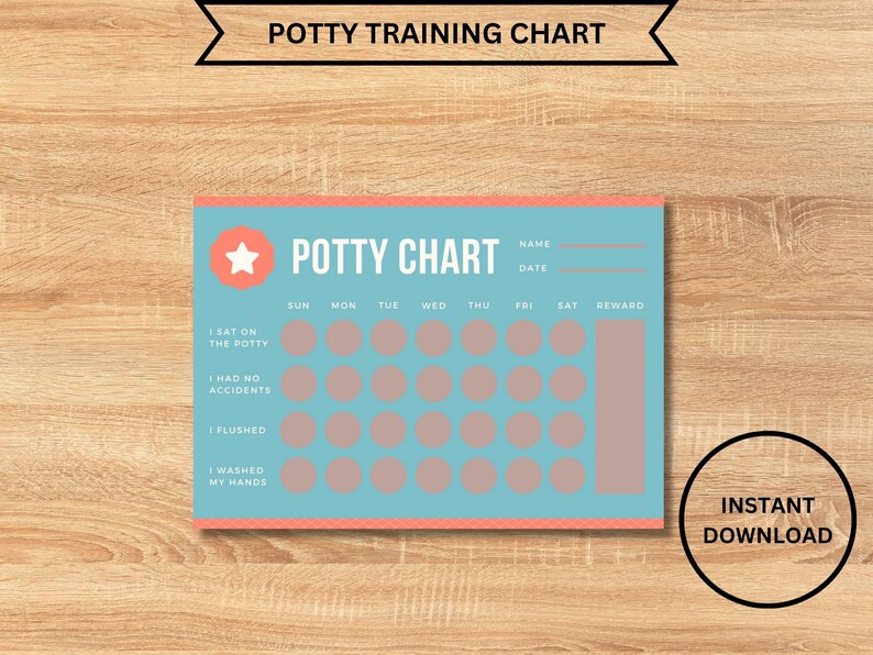 Printable Potty Training Chart, Digital Instant Download - Etsy