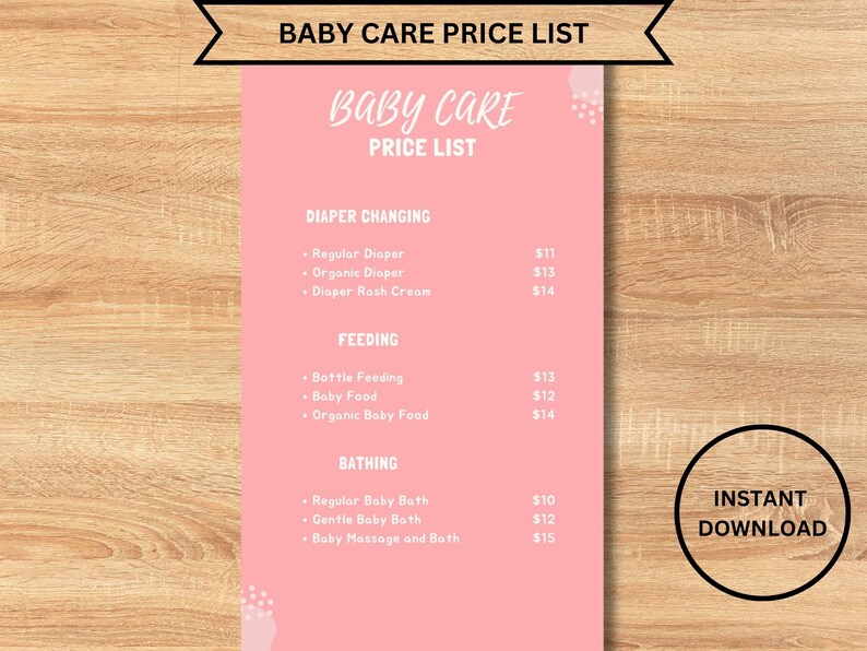 Craft Fair Price List Printable Price List for Craft Fairs Minimalist ...