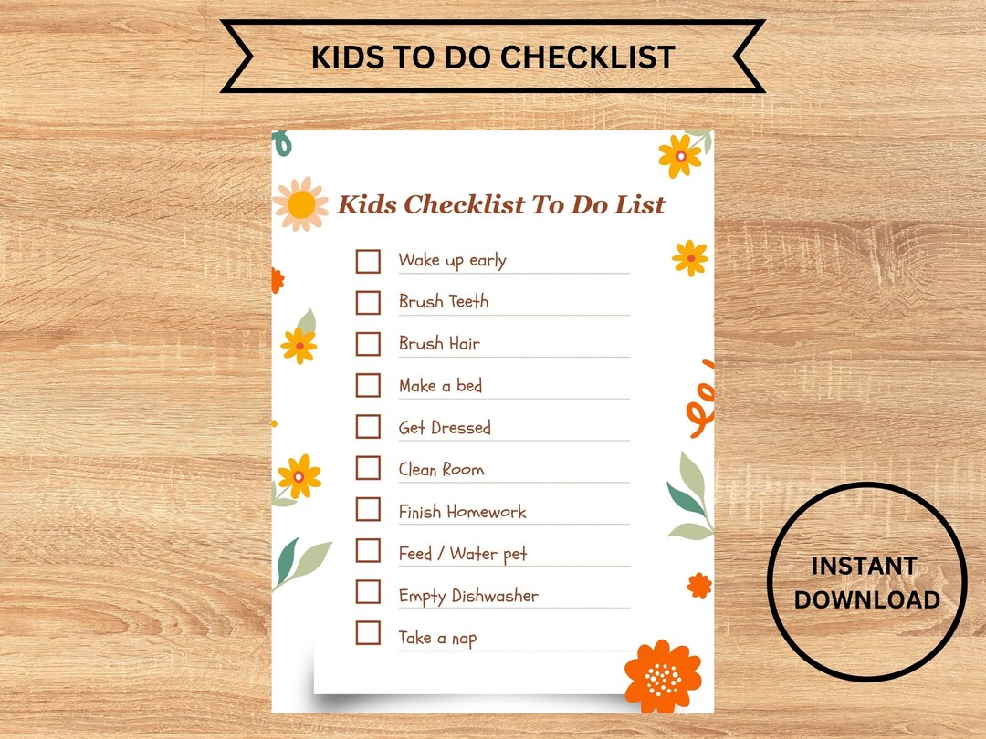 Kids Daily School Checklist Schedule Printable Editable Chore - Etsy