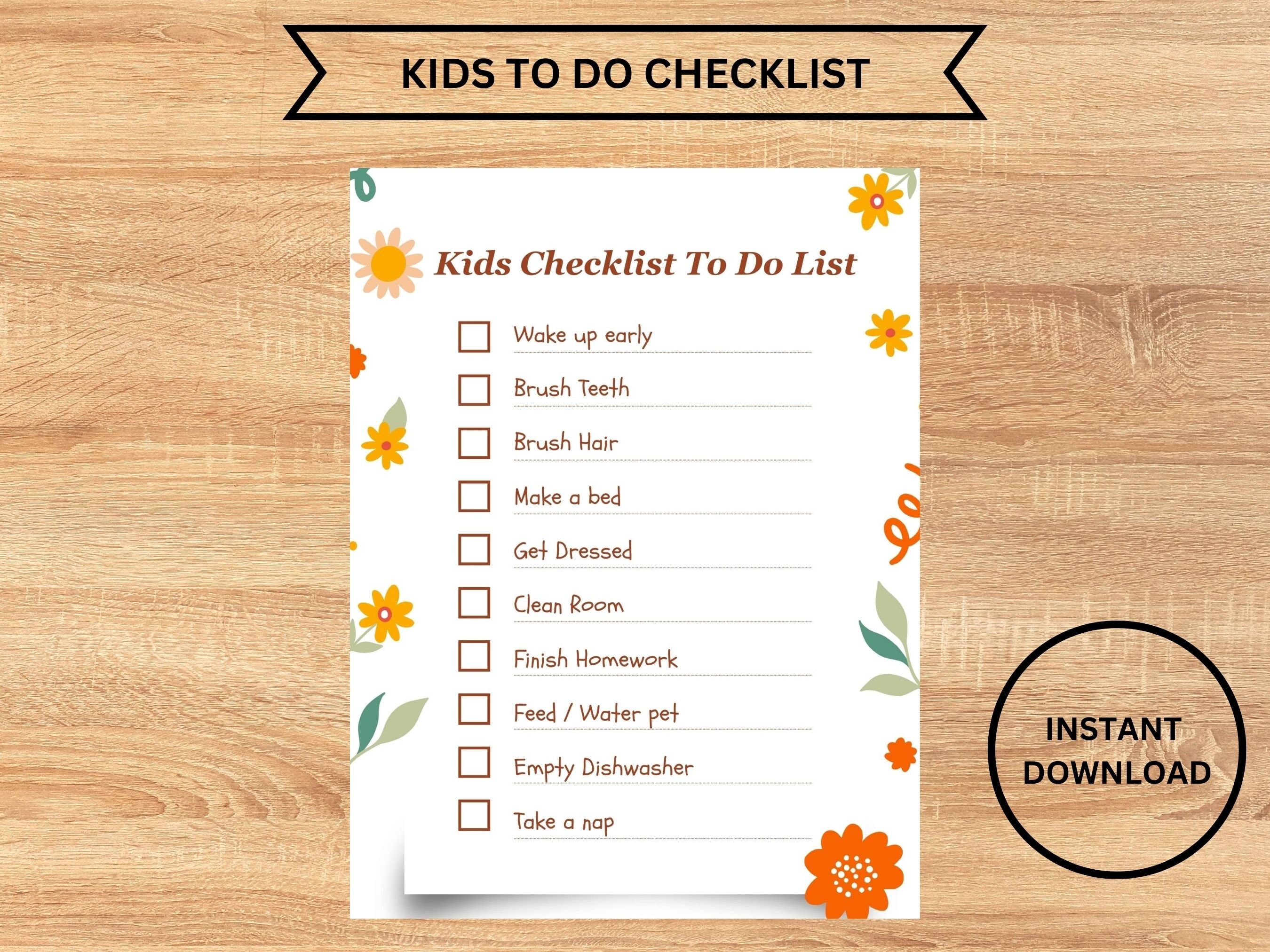 Kids Daily School Checklist Schedule Printable Editable Chore - Etsy