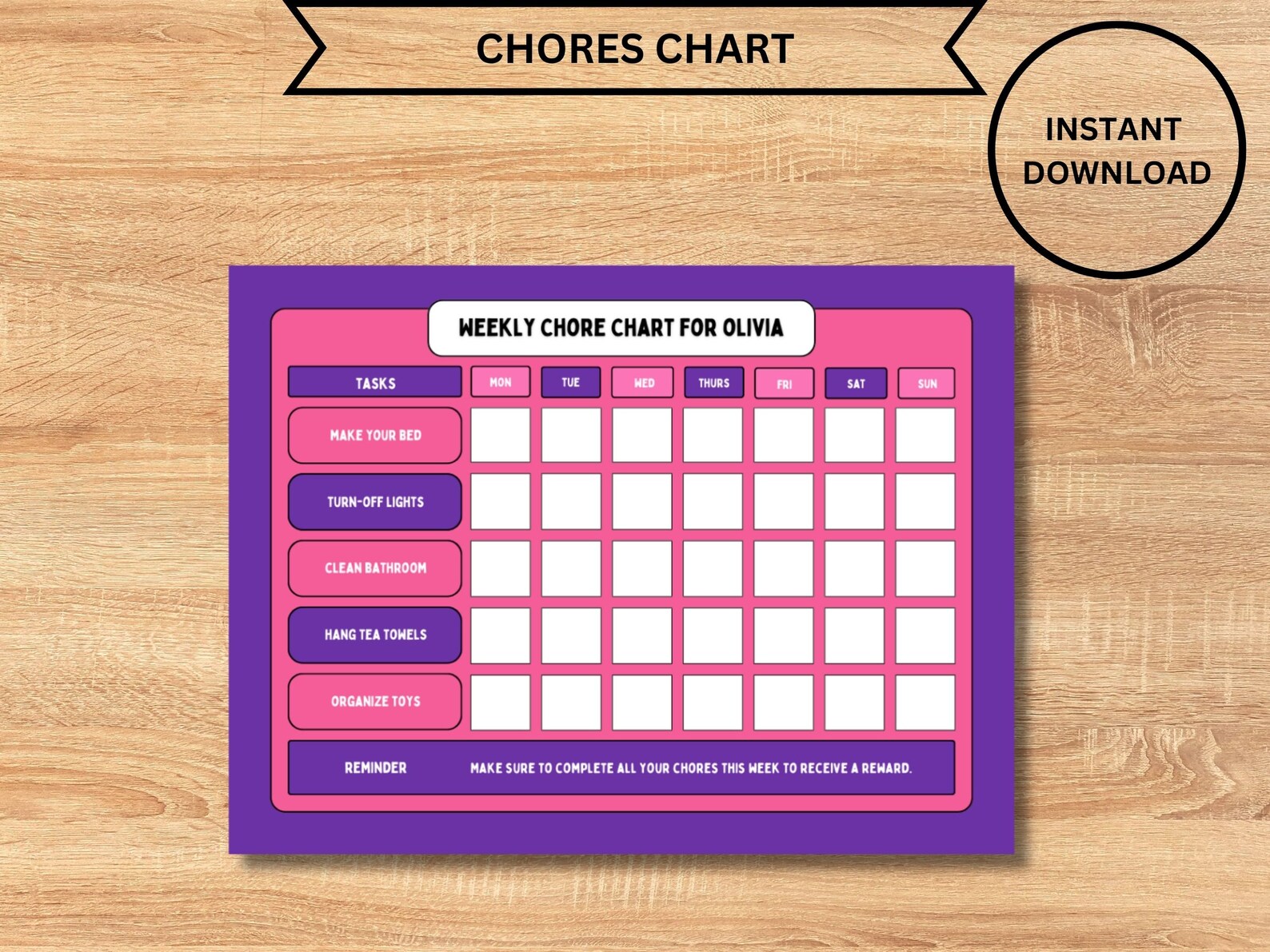 Chore Chart for Kids, Toddler Chore Chart, Wood Chore Chart, Kids Chore ...