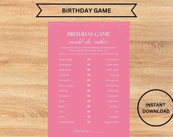 Birthday Would She Rather, Printable Party Game for Her, Adult Birthday ...