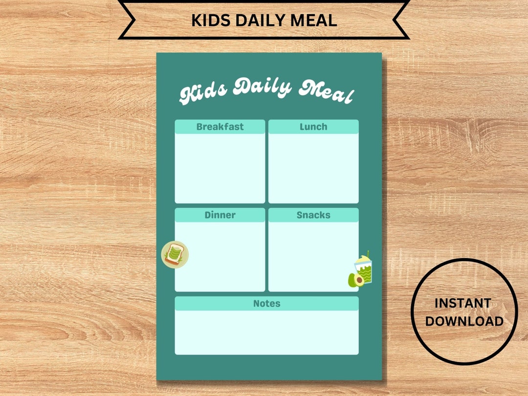 Kids Meal Planner, Weekly Meal Planner Printable, Daily Meal Planner ...