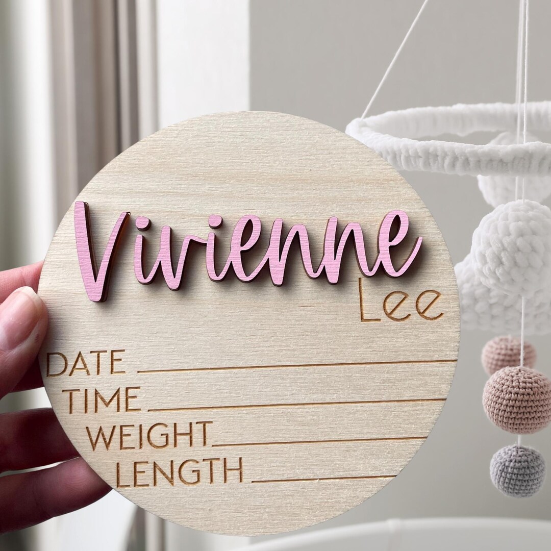 Baby Announcement Sign With Birth Stats, Footprint Sign for Newborn ...