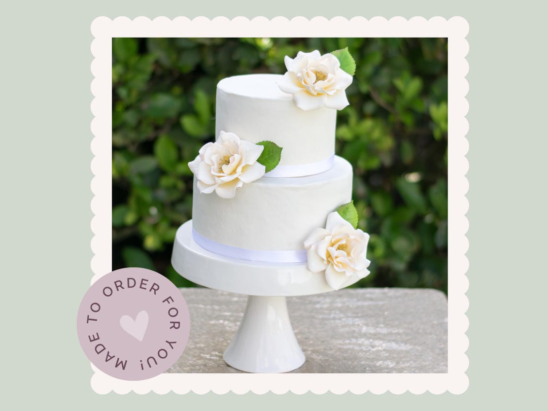 Heirloom Roses Sugar Flower Cake Topper - Set of 3 Ivory Roses and ...