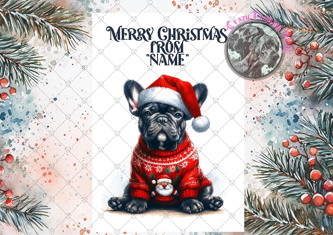 French Bulldog Christmas Card - A5 Card-dog Lover Christmas Card ...