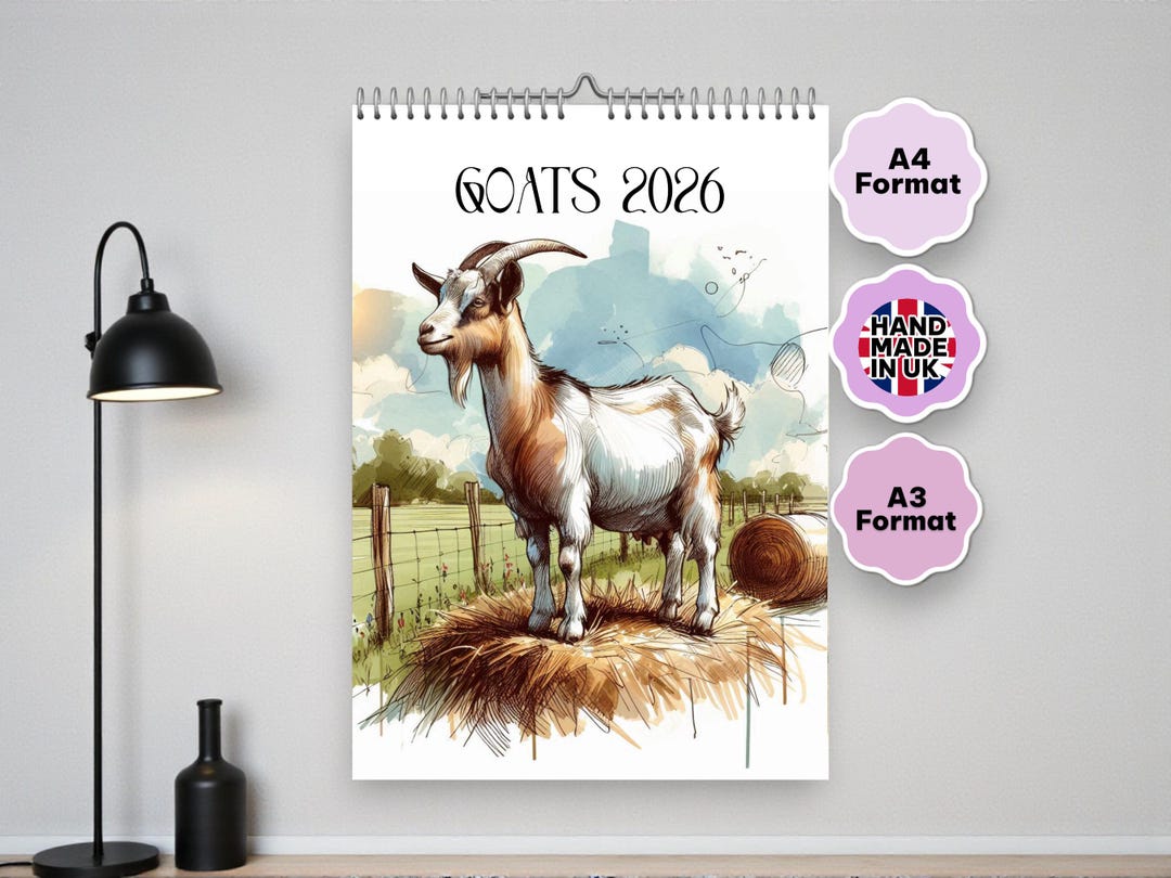 Goat Calendar -wall Calendar-farm Animals-farmer Calendar-farmer Gifts ...