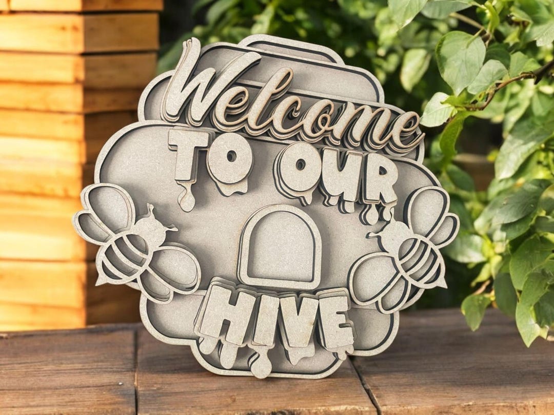 3D Wooden Laser Cut Sign-beehive Gifts-home Sign- Welcome Home Sign-bee ...