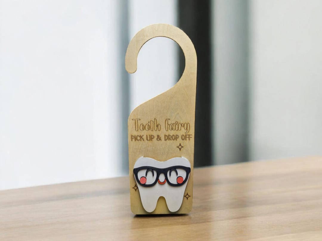Wooden Laser Cut Door Handle Sign-tooth Fairy Sign-money From Toot ...