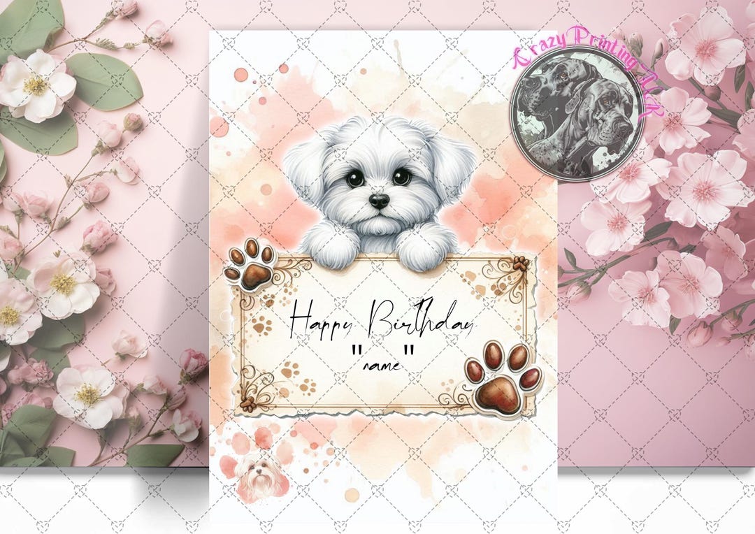Maltese Dog With Note Happy Birthday Card - Gift for Dog Lover -the Dog ...