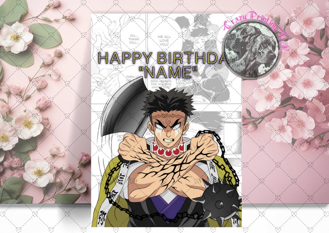Gyomei Himejima Happy Birthday Card - Personalised Card - Stone Hashira ...