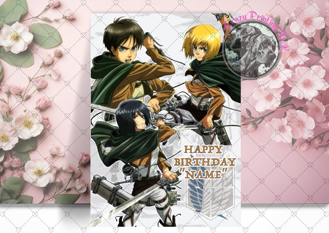Happy Birthday Attack on Titan Card - Personalised Card - Attack on ...