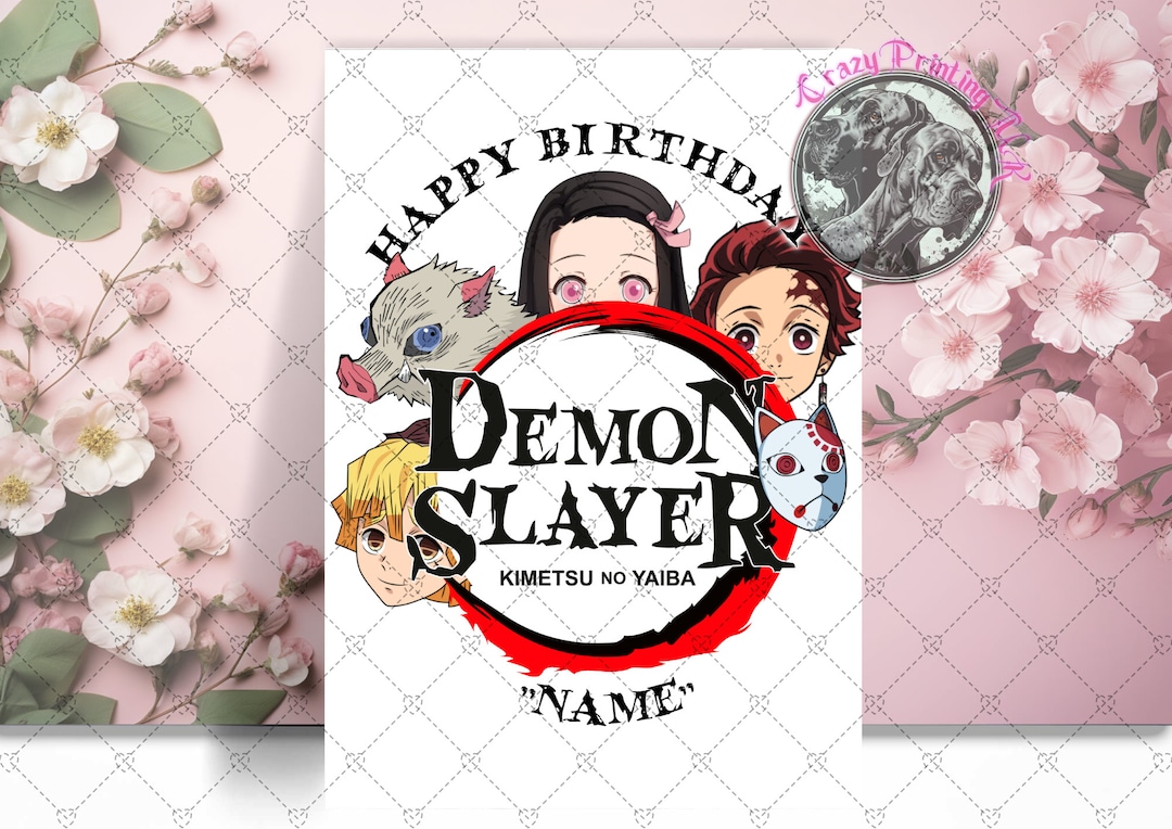 Demon Slayer Happy Birthday Card - Personalised Card - Anime Birthday ...