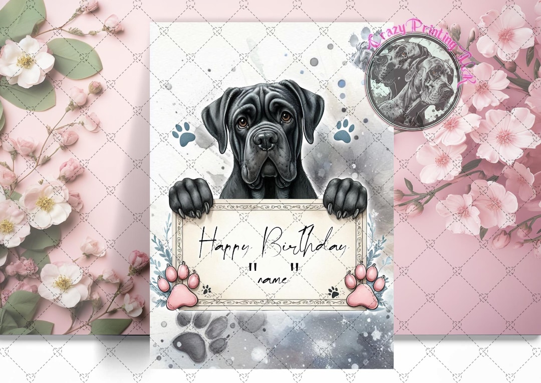Cane Corso Dog With Note Happy Birthday Card - Gift for Dog Lover -the ...