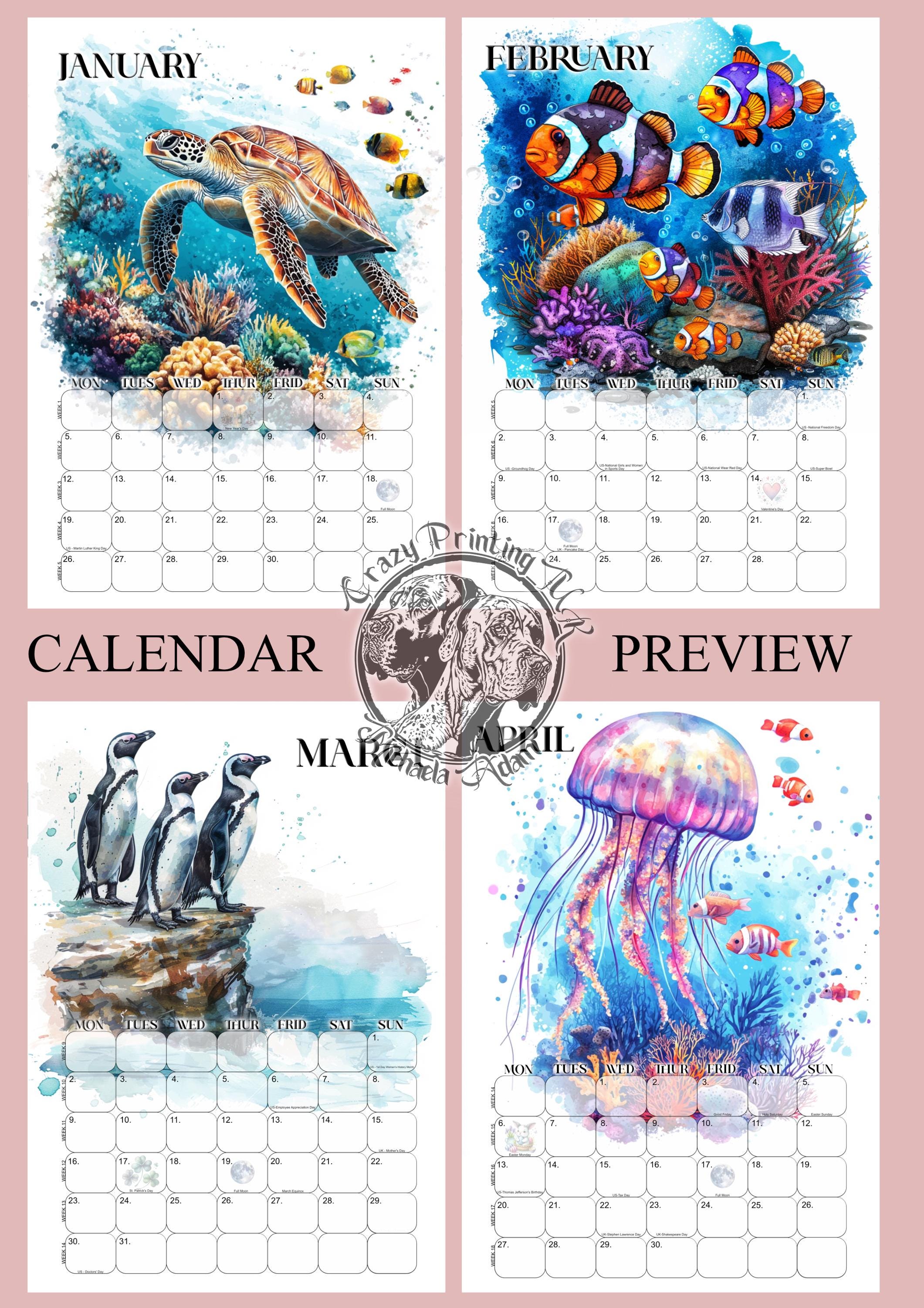 Ocean Life Calendar 2026-animal Wall Calendar-gift for Animal People ...