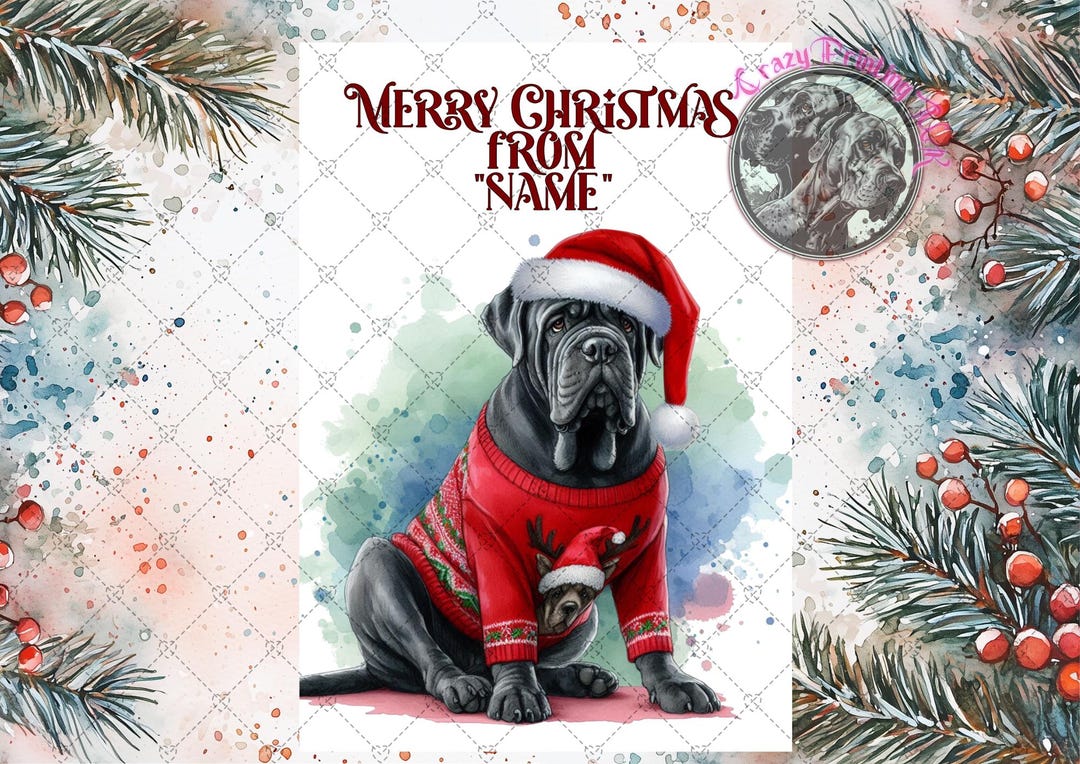 Cane Corso Christmas Card - A5 Card - Dog Lover Christmas Card - Merry ...
