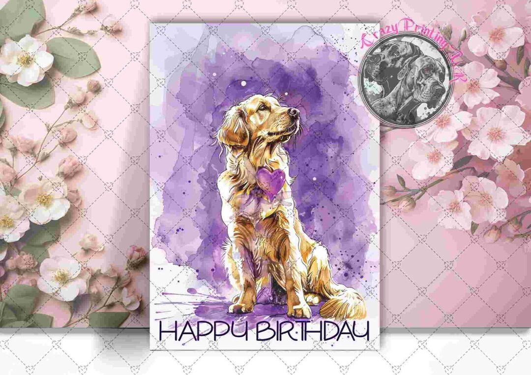 Golden Retriever Happy Birthday Card - Gift for Dog Mum - Gift for Dog ...
