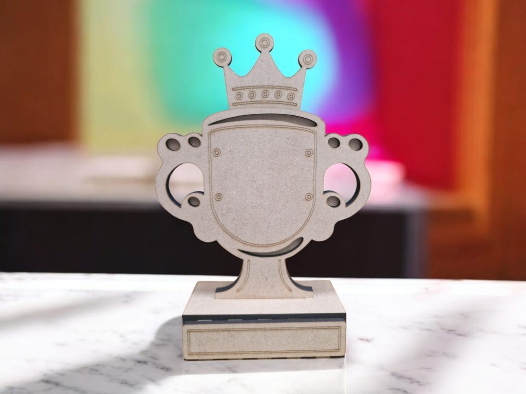 Wooden Laser Cut Trophy-trophy Gift-paint Your Own Trophy-champion Gift ...